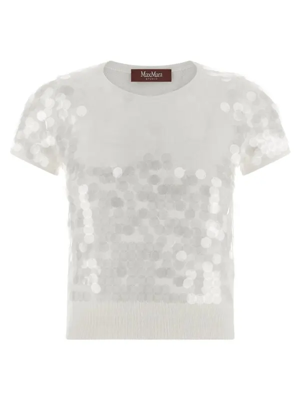 Max Mara Saio Sequined Wool Sweater - White