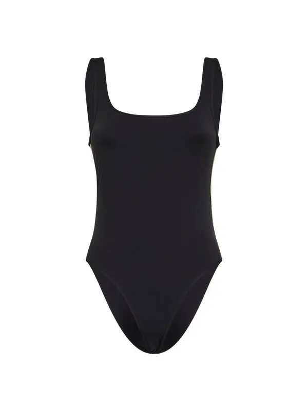 Burberry Black Lycra Swimsuit With Check Trims - Multicolor