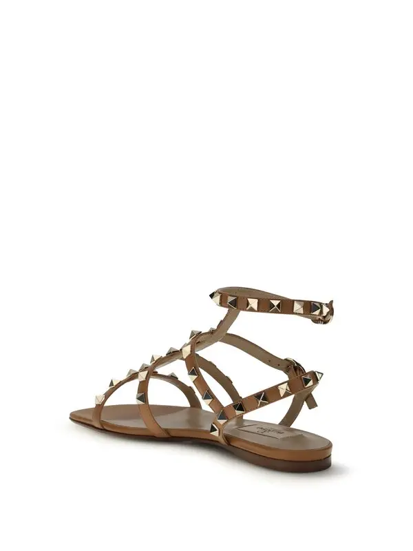 Valentino Garavani Rockstud Leather Sandals - Cream