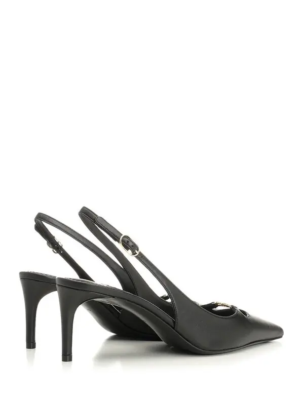 Dolce & Gabbana Slingback Pumps In Nappa Leather With Dg Logo - Black