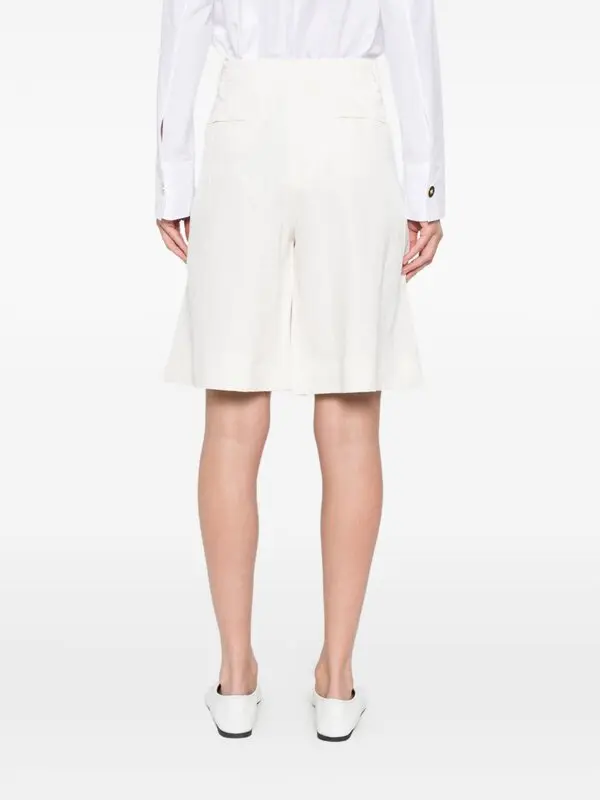 Max Mara Cotton And Linen Blend High Rise Tailored Shorts - Multicolor
