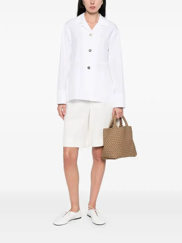 Max Mara Cotton And Linen Blend High Rise Tailored Shorts - Multicolor