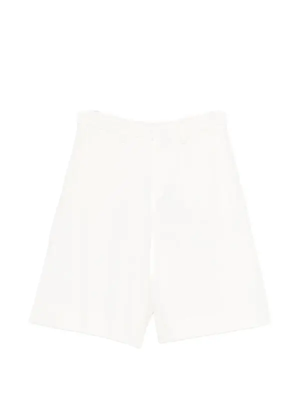 Max Mara Cotton And Linen Blend High Rise Tailored Shorts - Multicolor