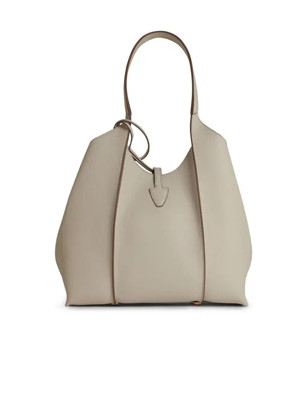 TOD'S Timeless Embossed Leather Bag With Contrasting Logo Medallion - White