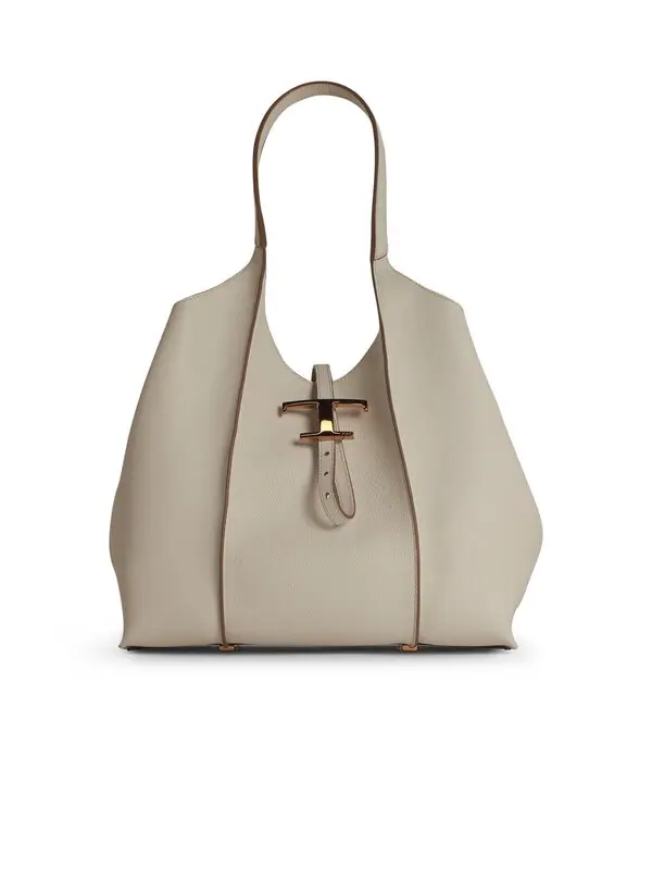 TOD'S Timeless Embossed Leather Bag With Contrasting Logo Medallion - White