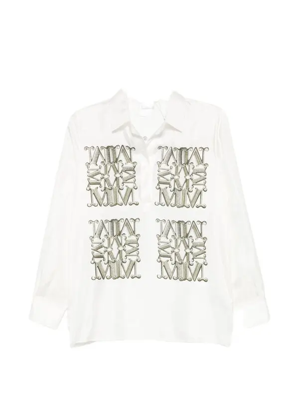 Max Mara Printed Collar Cotton Shirt - Multicolor