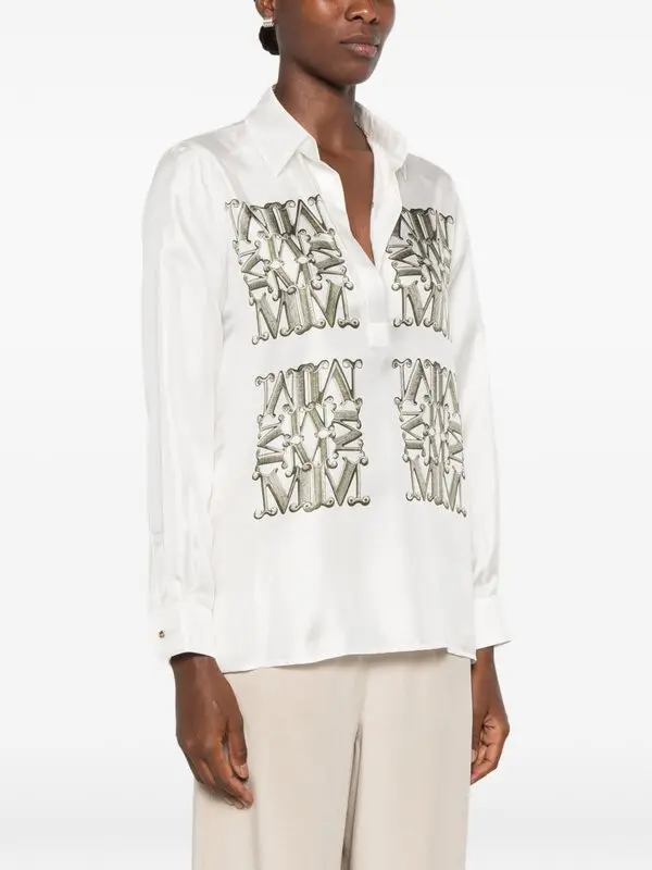 Max Mara Printed Collar Cotton Shirt - Multicolor