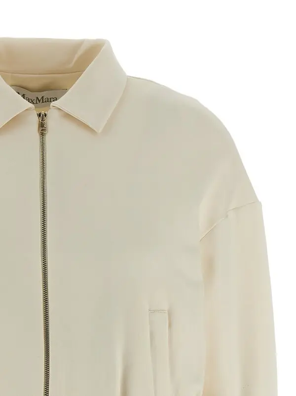 Max Mara Argenta Cropped Sweatshirt In Silk And Cotton - White
