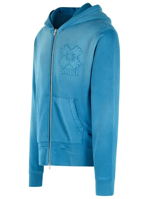 Amiri Dark Indigo Cotton Hoodie With Logo Detail