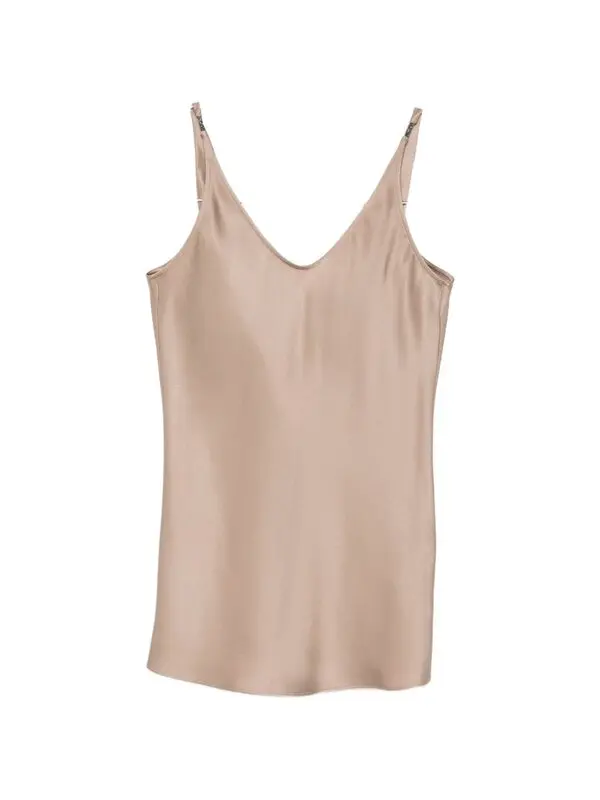 Brunello Cucinelli Silk V-neck Sleeveless Top - Multicolor