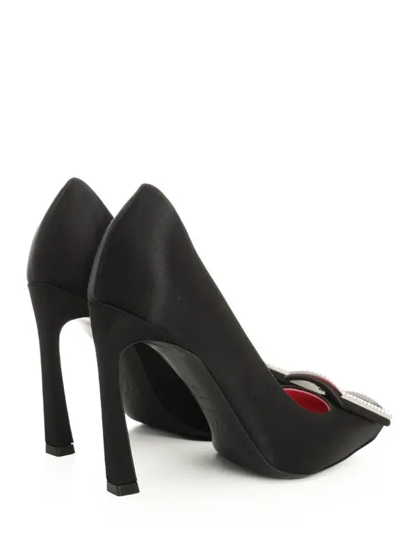 ROGER VIVIER Trompette Crystal Buckle Silk-blend Satin Pumps