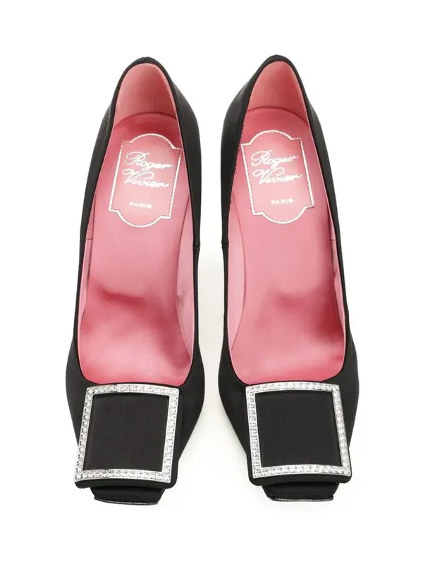 ROGER VIVIER Trompette Crystal Buckle Silk-blend Satin Pumps