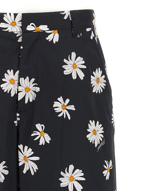 Moschino Margherite" Print Cotton Satin Bermuda Shorts