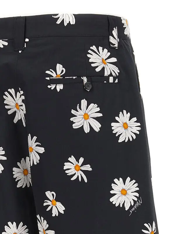 Moschino Margherite" Print Cotton Satin Bermuda Shorts