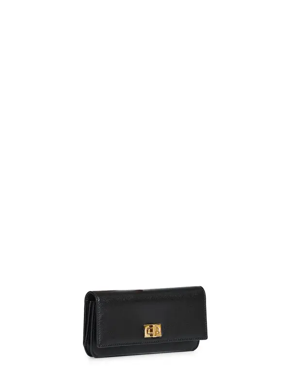Fendi Black Leather Way Continental Wallet