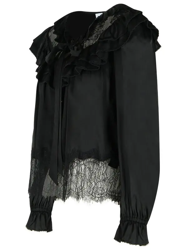 SELF-PORTRAIT Viscose Lace Blouse - Black