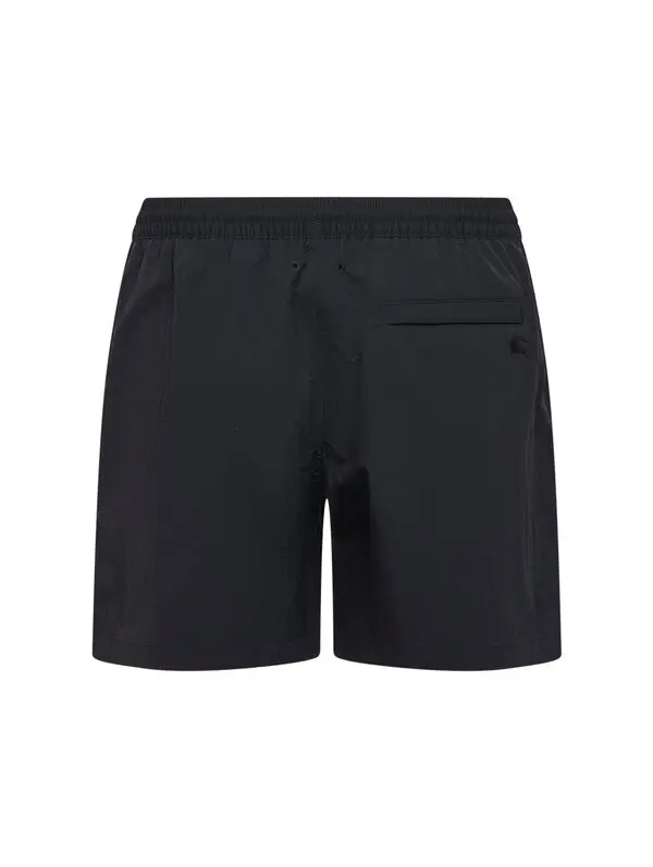 Burberry Black Nylon Swim Shorts With Check Trim