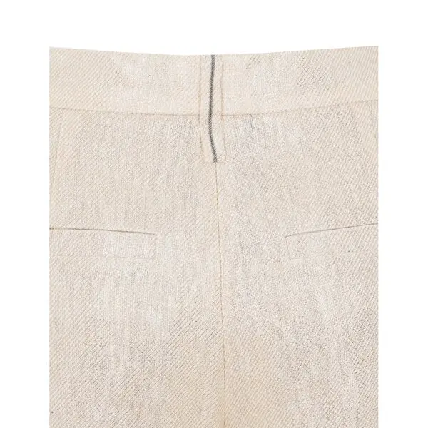 Brunello Cucinelli High-waist Straight-leg Linen Blend Trousers - White