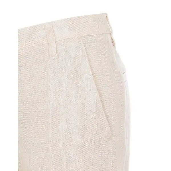 Brunello Cucinelli High-waist Straight-leg Linen Blend Trousers - White
