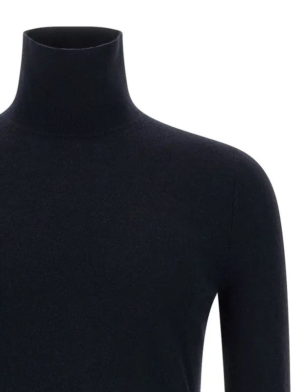 Gucci Cashmere High Neck Sweater With Web Ribbon Detail - Blue
