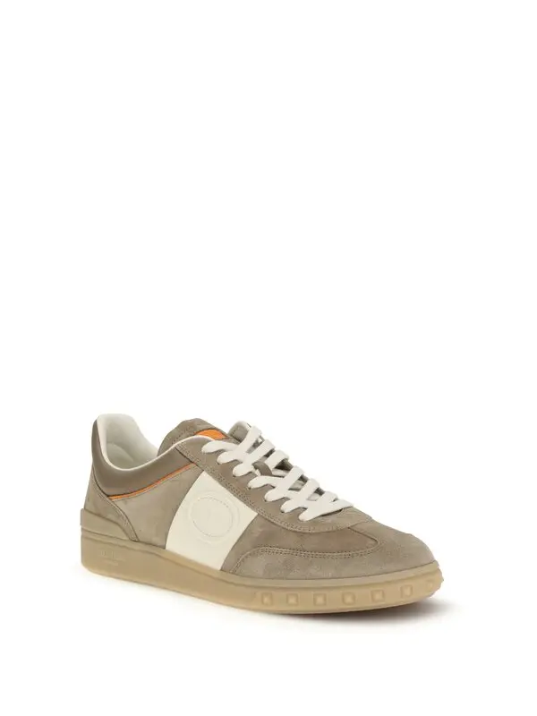 Valentino Garavani Upvillage Suede Sneakers With Vlogo Detail - Cream