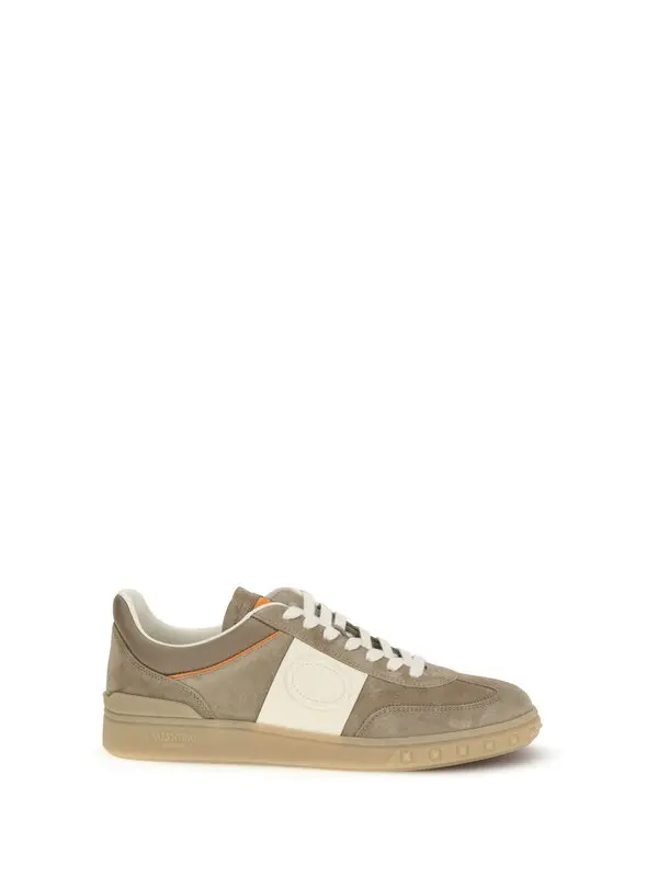 Valentino Garavani Upvillage Suede Sneakers With Vlogo Detail - Cream