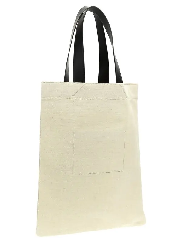 JIL SANDER Flat Shopper Canvas Shopping Bag With Leather Handles - Multicolor