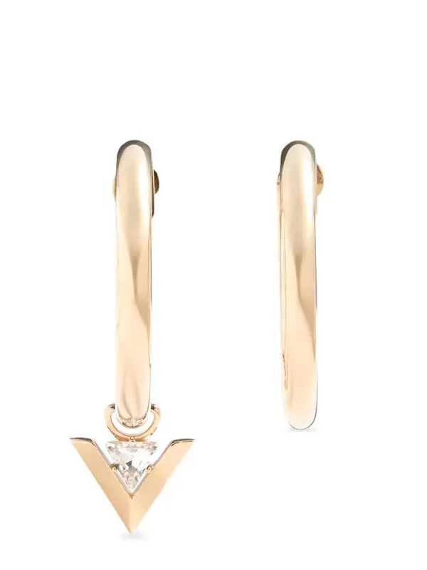 Valentino Garavani Open Hoop Earrings With Crystal Pendant - Gold