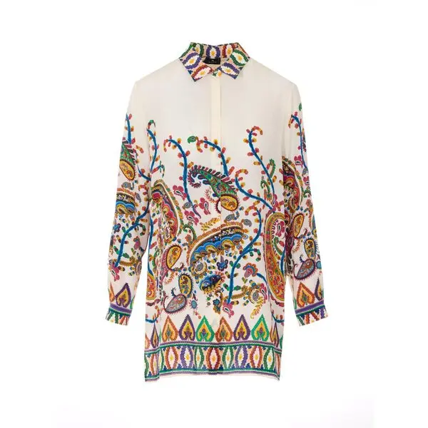 Etro Paisley Floral Silk Long Sleeve Shirt