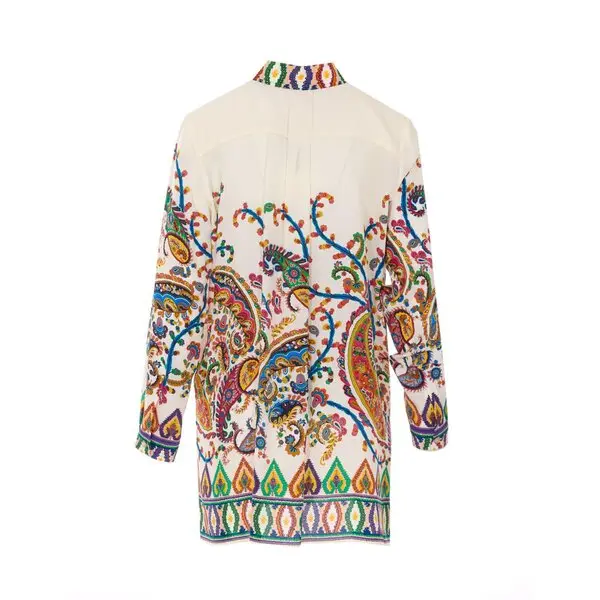 Etro Paisley Floral Silk Long Sleeve Shirt
