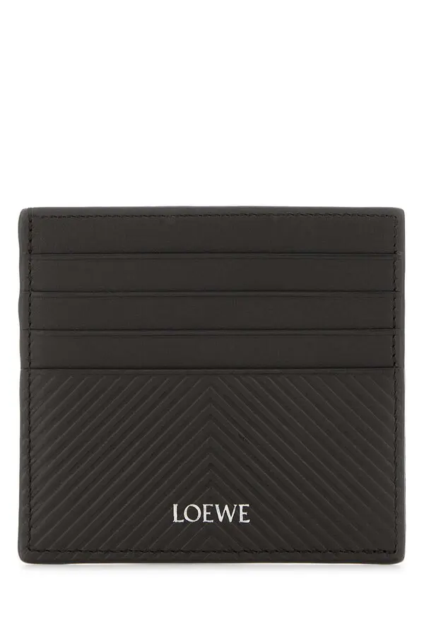 Loewe Graphite Leather Card Holder - Gray