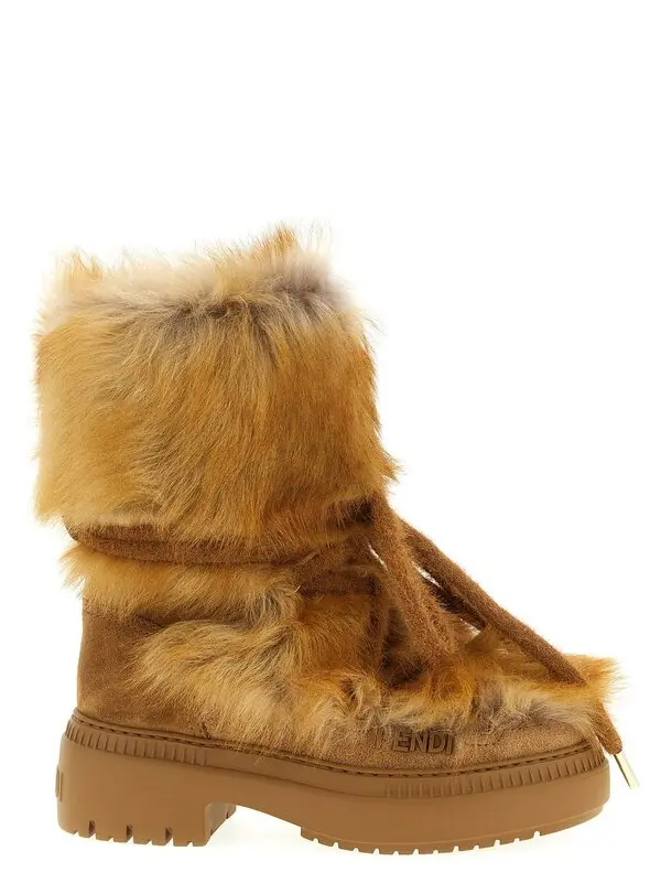 Fendi Apres Chic Sheepskin And Fur Boots