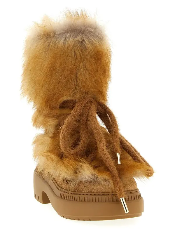 Fendi Apres Chic Sheepskin And Fur Boots
