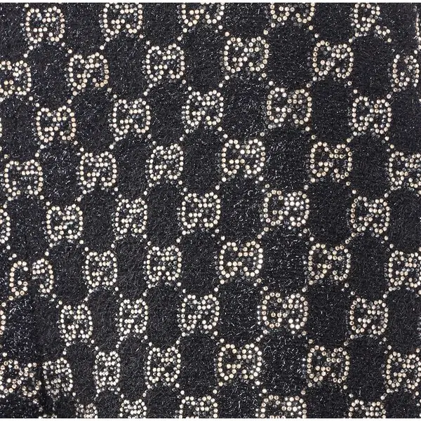 Gucci Embroidered Wool Tweed Lame Glittered Logo Hot Pants - Black