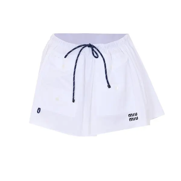 Miu Miu Embroidered Logo A-line Skirt - White