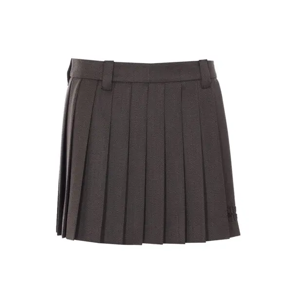 Miu Miu Pleated A-line Skirt With Side Logo - Brown