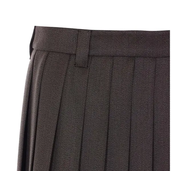 Miu Miu Pleated A-line Skirt With Side Logo - Brown