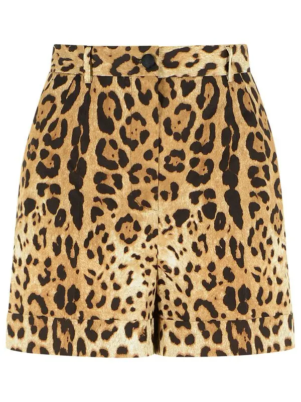 Dolce & Gabbana Leo' Printed Cotton Shorts - Brown