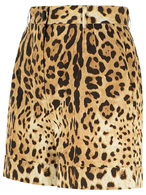 Dolce & Gabbana Leo' Printed Cotton Shorts - Brown