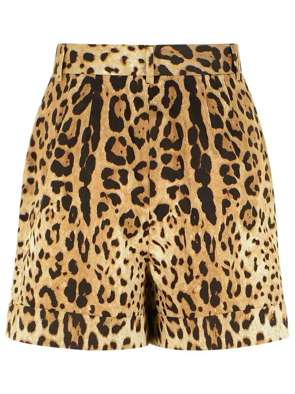 Dolce & Gabbana Leo' Printed Cotton Shorts - Brown
