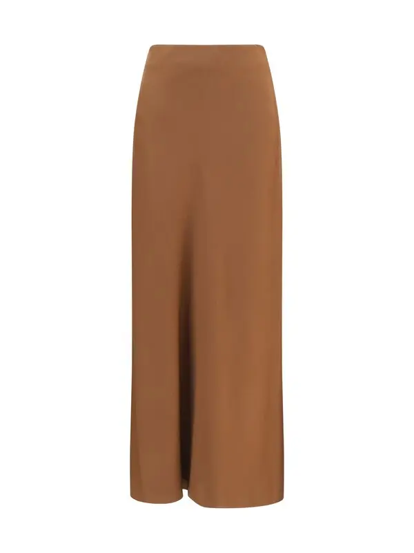Brunello Cucinelli Midi Skirt With Elasticated Waistband - Brown