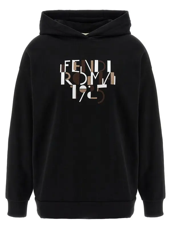Fendi Roma Cotton Hoodie - Black