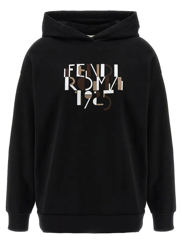 Fendi Roma Cotton Hoodie - Black