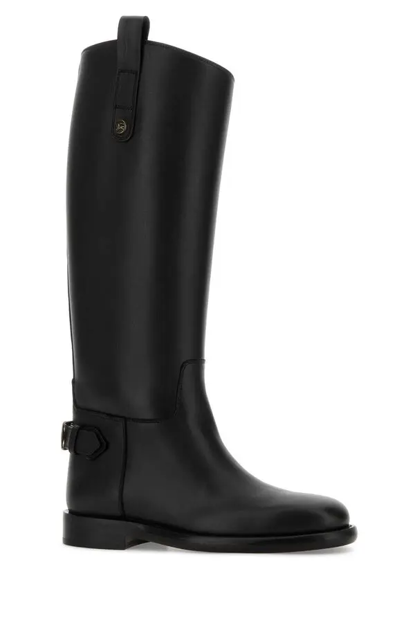 Burberry Leather Cavalier Boots - Black