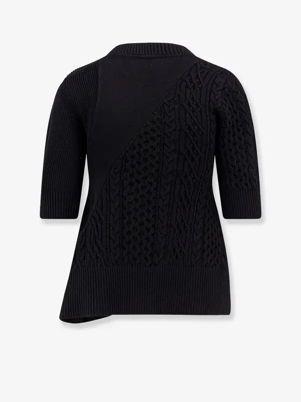 Sacai Cotton Blend Asymmetrical Sweater - Black