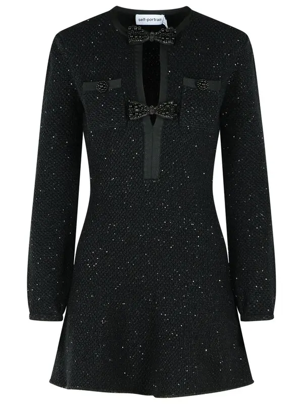 SELF-PORTRAIT Sequin Embellished Cotton Blend Dress