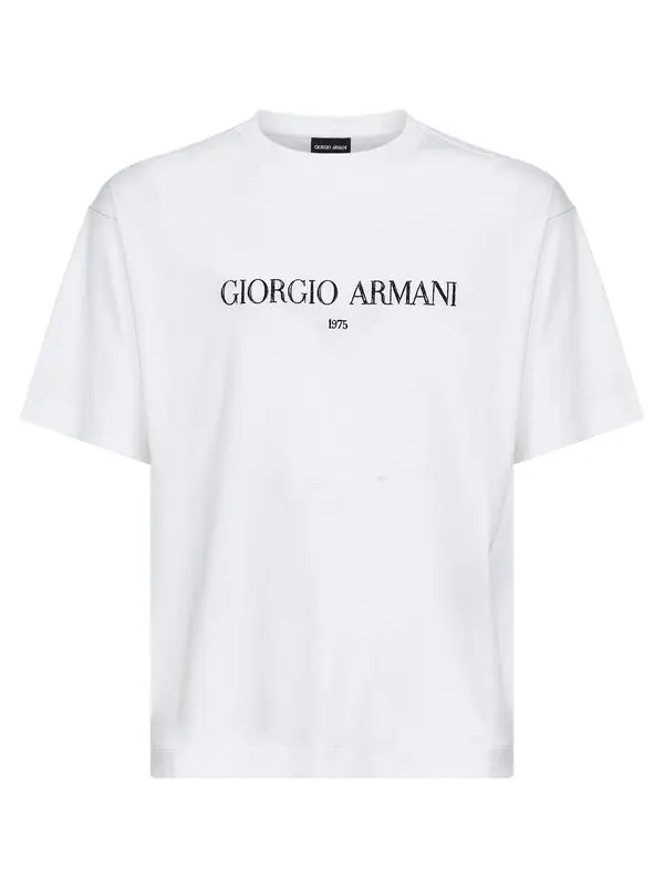 Giorgio Armani Ivory Cotton Interlock Jersey T-shirt