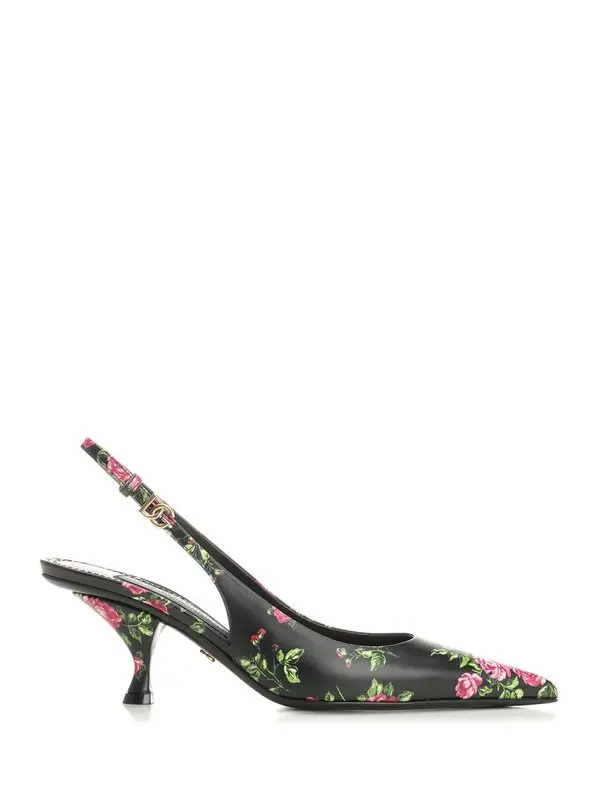 Dolce & Gabbana Lollo Slingback In Printed Leather - Multicolor
