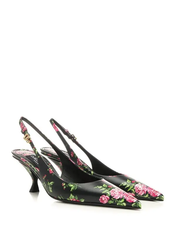 Dolce & Gabbana Lollo Slingback In Printed Leather - Multicolor