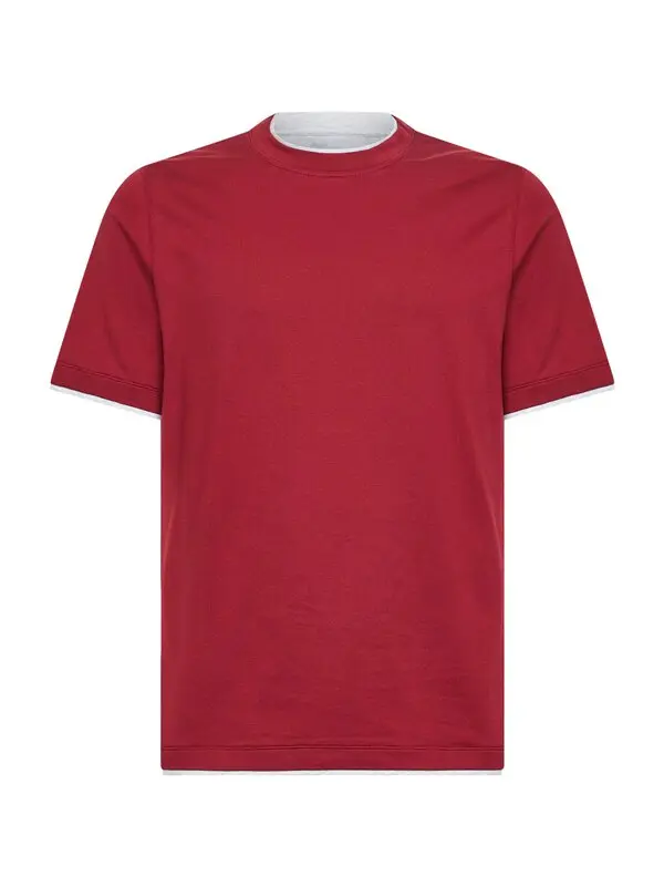 Brunello Cucinelli Cherry Cotton Faux Layering T-shirt